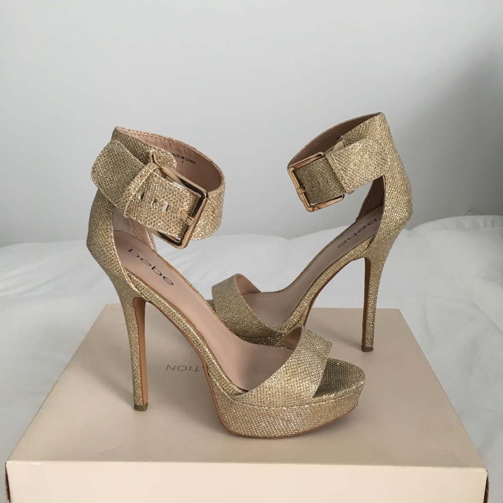 Bebe Gold Platform Heels - Gem